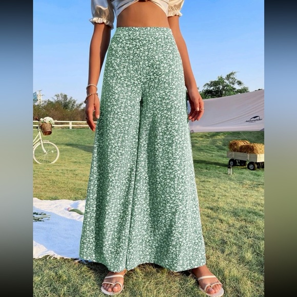 Pants & Jumpsuits | Boho Ditsy Floral Print Wide Leg Pants | Poshmark
